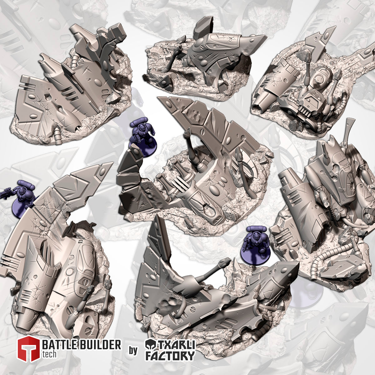 Xenos Crashed Ship Terrain – 3D Printed Scenery for Warhammer & DnD ...