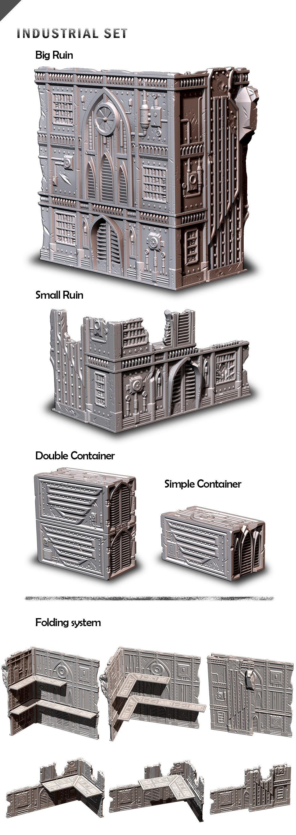 WTC Foldable Terrain Industrial – 3D Printed Scenery for Warhammer 40k ...