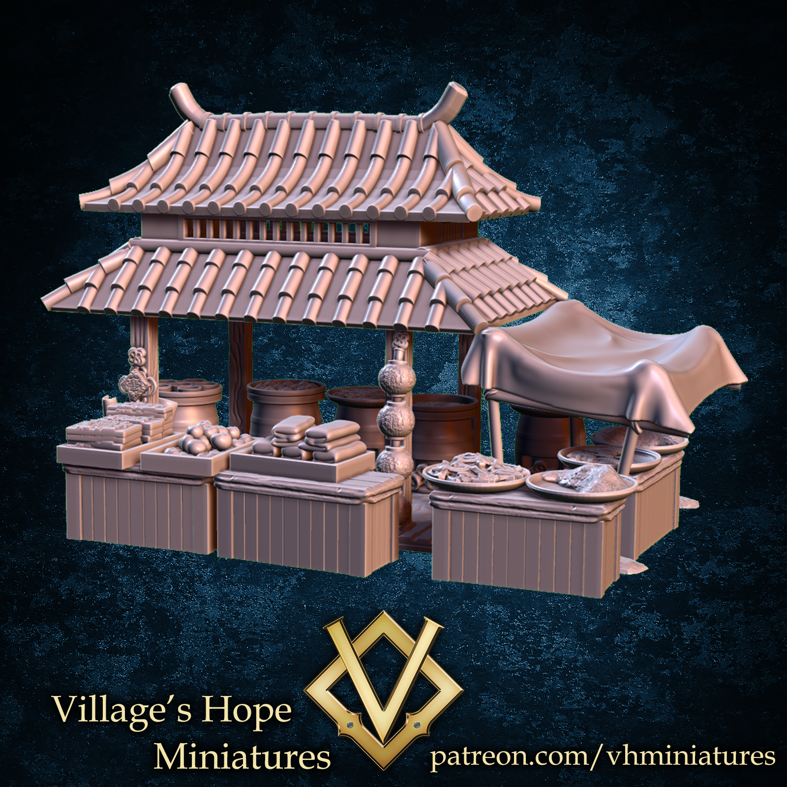 Eastern Market Stall Terrain – 3D Printed Scenery for Warhammer & DnD ...